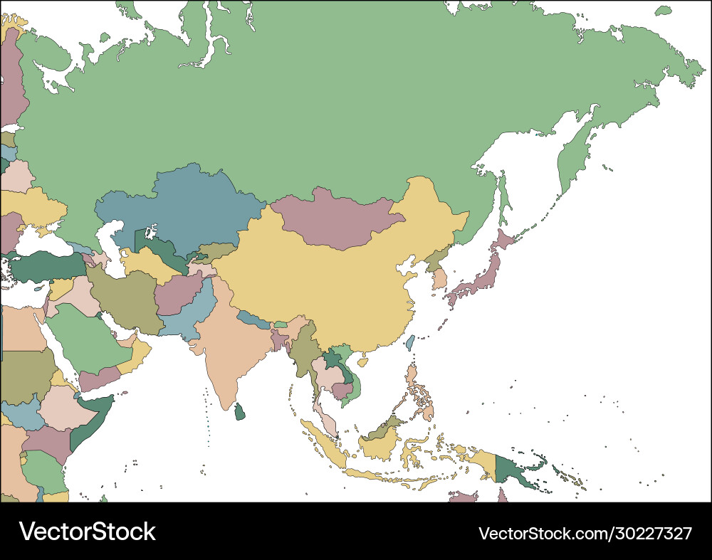 Map asia continent with countries Royalty Free Vector Image