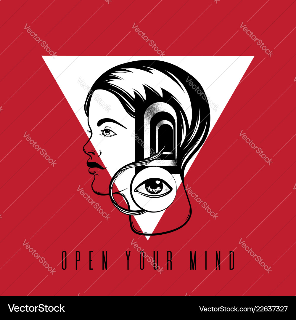 Open your mind quote typographical background Vector Image