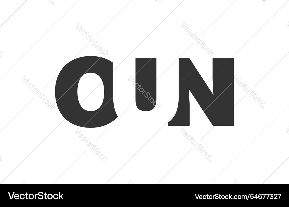 Oun logo design initial letter o u n bold font Vector Image