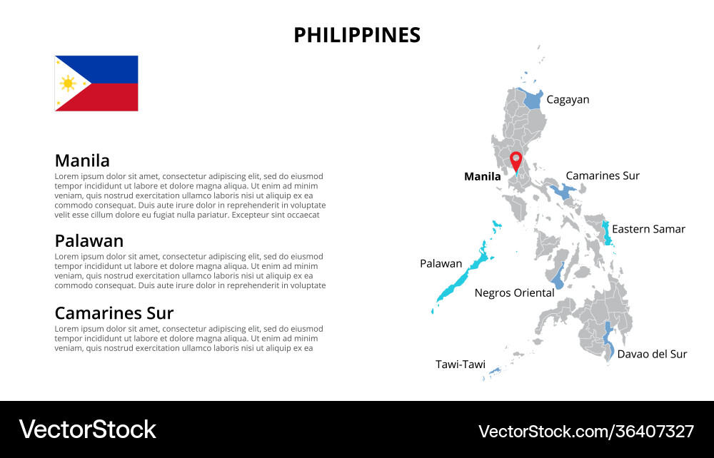Philippines map infographic template Royalty Free Vector