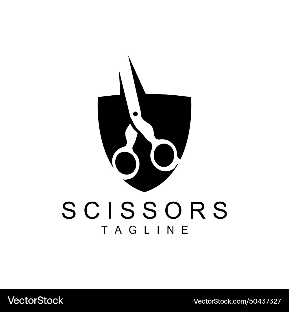 Scissors logo shaver simple barber shop design Vector Image