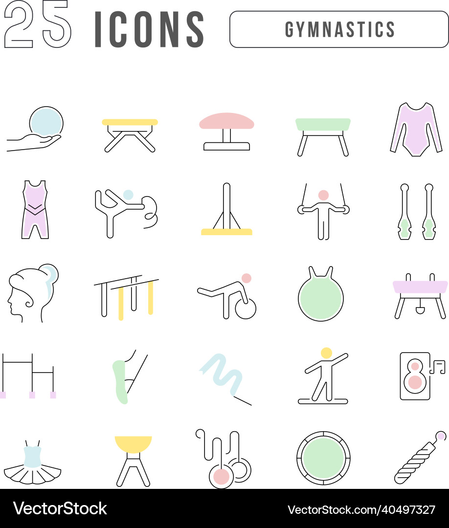 Set of linear icons gymnastics Royalty Free Vector Image