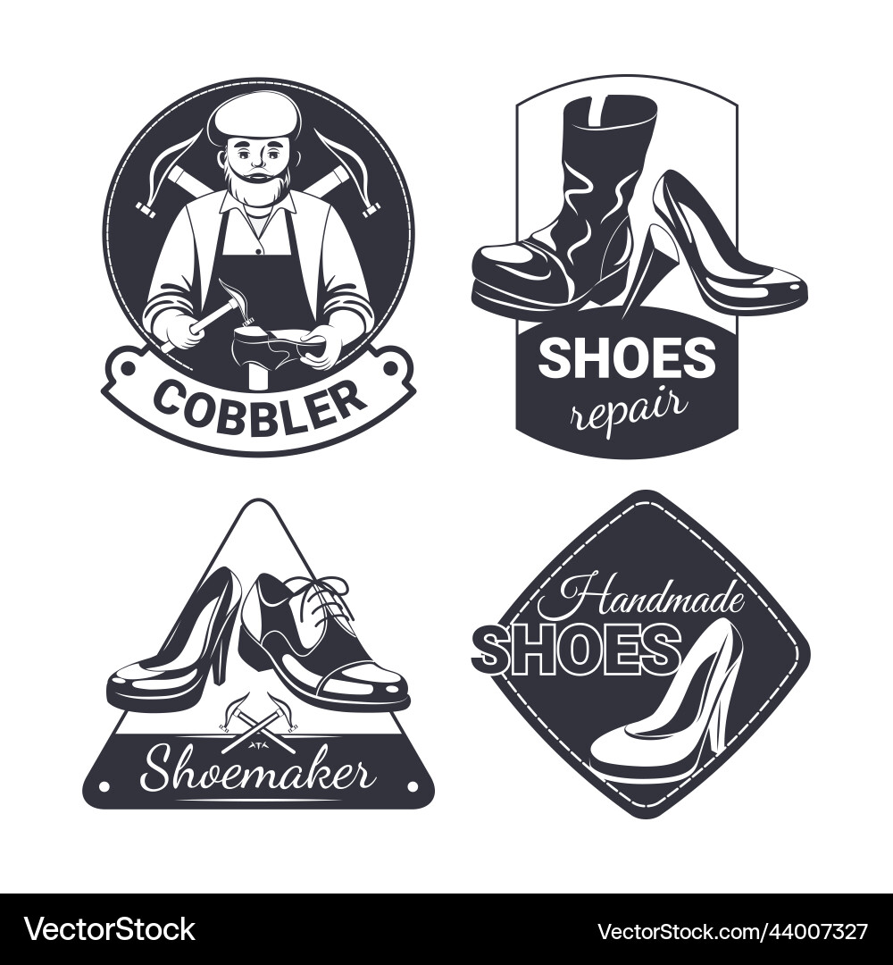 Shoe repair workshop emblems Royalty Free Vector Image