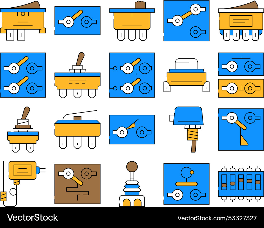 Switch electricity accessory icons set Royalty Free Vector