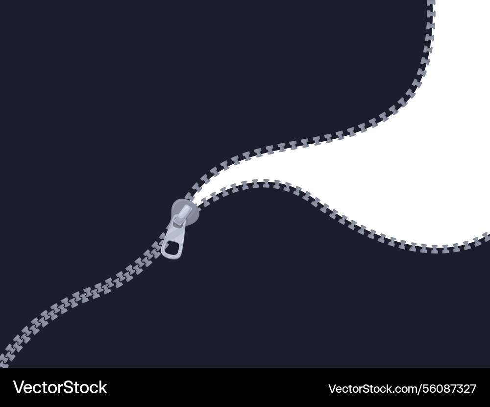Unzip background open zip lock pulling zipper Vector Image