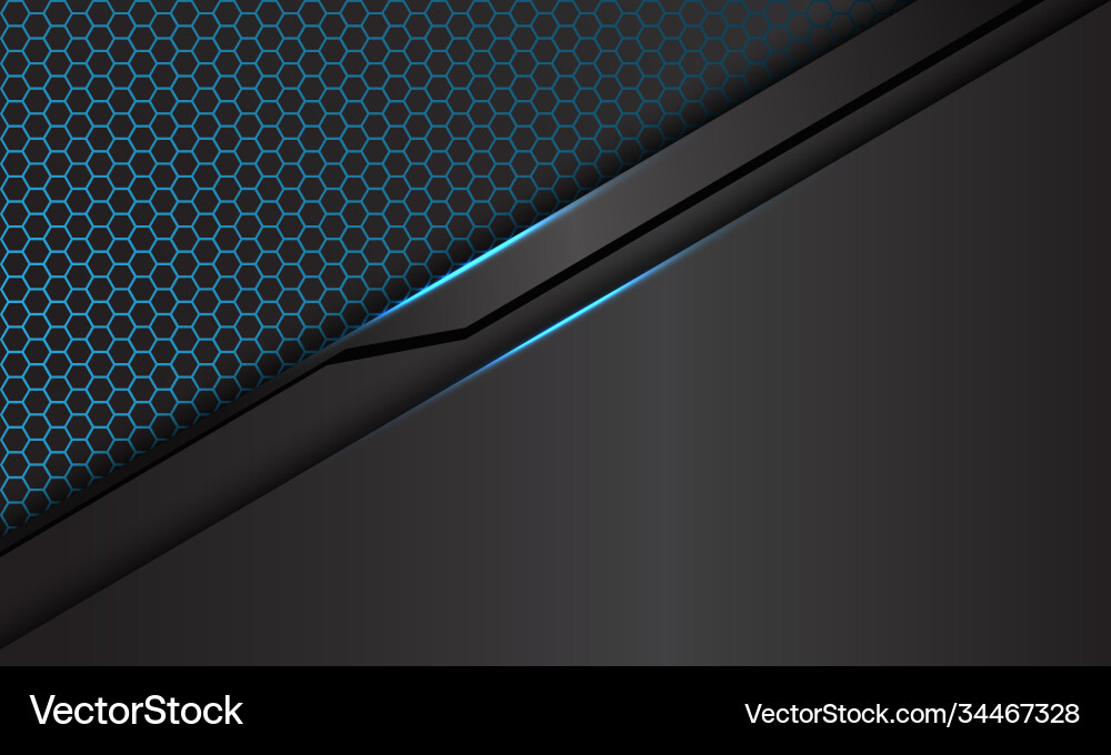Abstract blue hexagon mesh grey metallic Vector Image