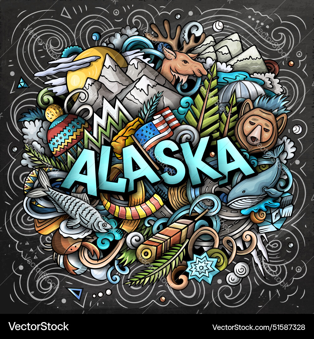 Alaska hand drawn cartoon doodle Royalty Free Vector Image