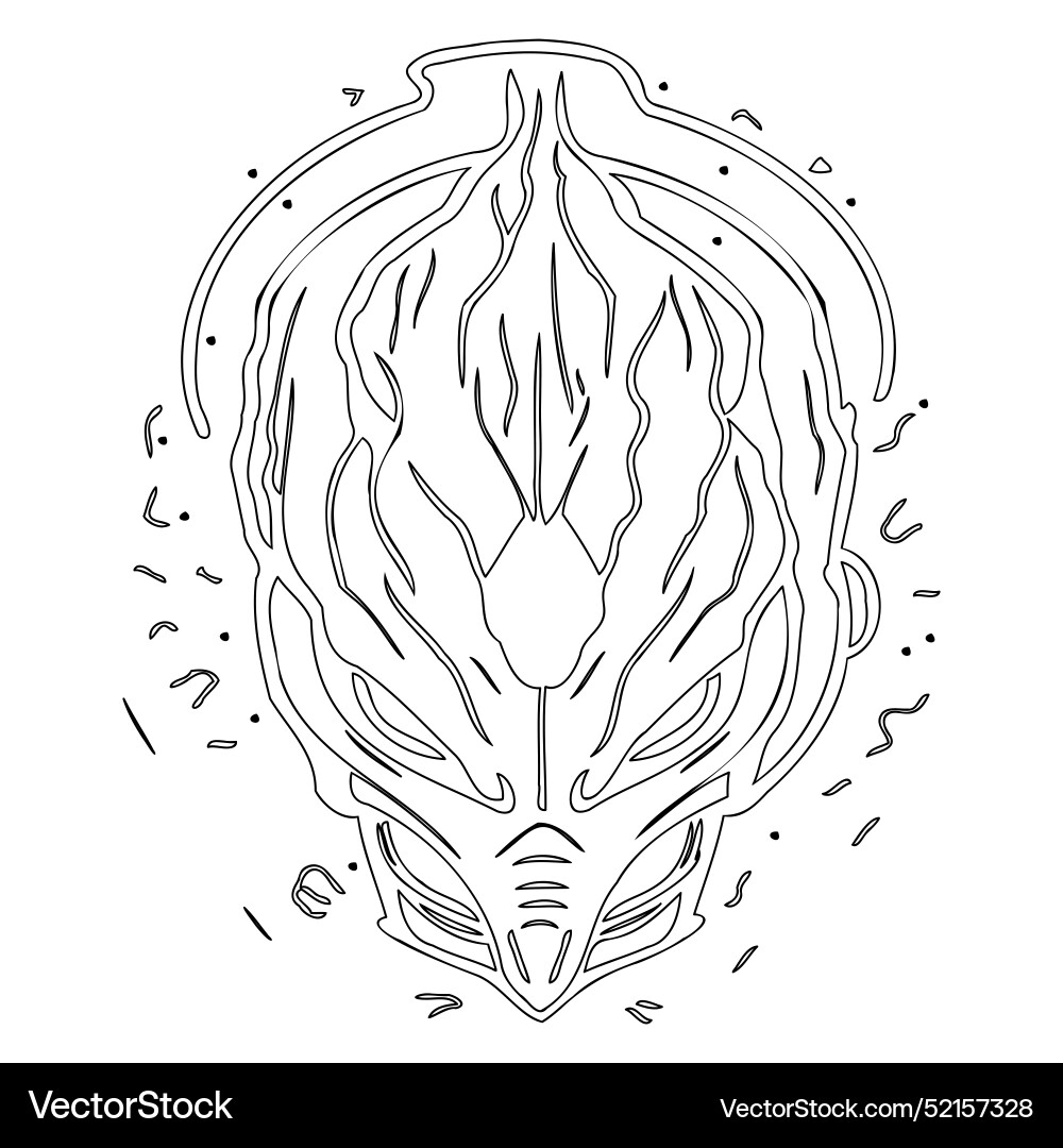 Alien outline sketch Royalty Free Vector Image
