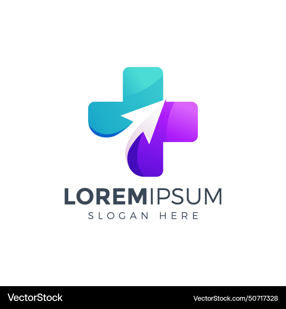 Arrow health care logo design Royalty Free Vector Image