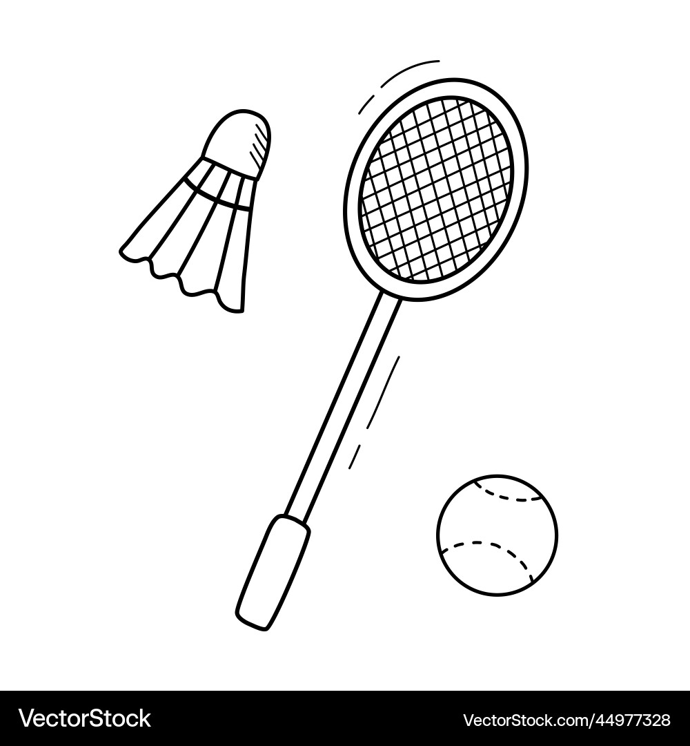 Badminton shuttlecock and rocket sports doodle Vector Image