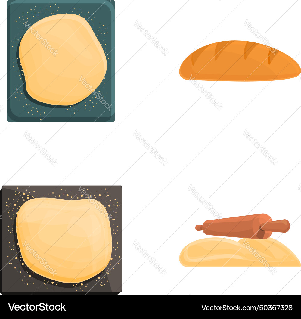 Brot Kochsymbole setzen Cartoon Kneten Lizenzfreier Vektor