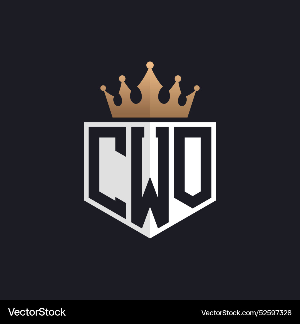 Luxury cwo logo with crown elegant initials Vector Image