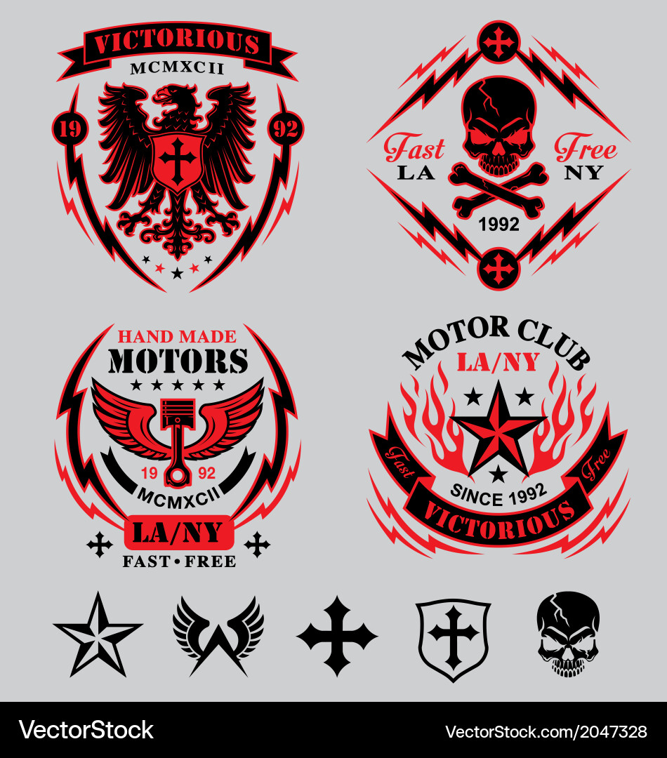 Motorcycle emblems Royalty Free Vector Image - VectorStock