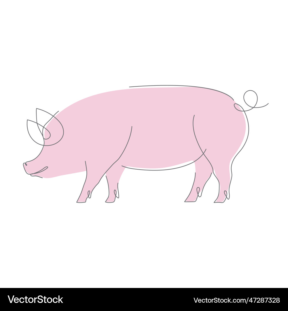 Pig in one line logo icon Royalty Free Vector Image