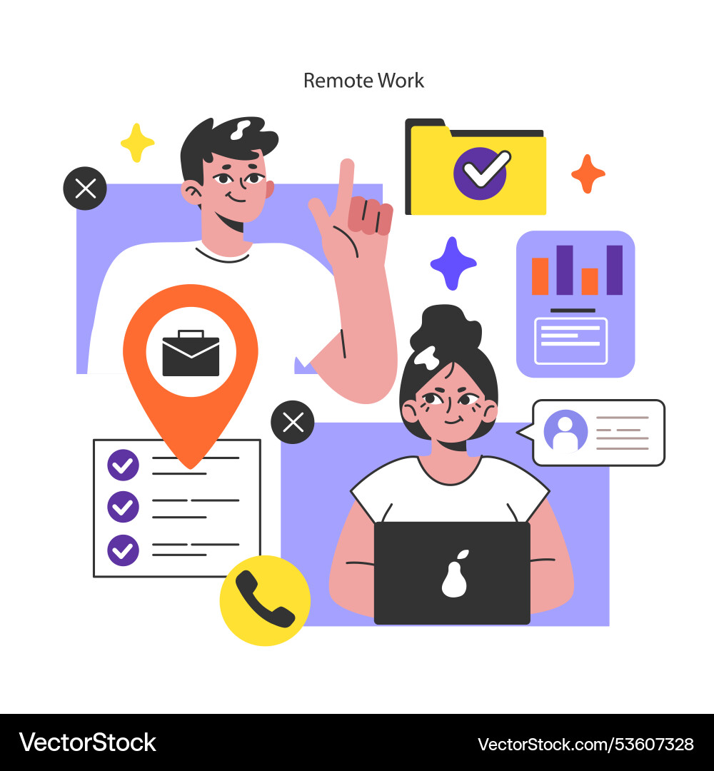 Remote work characters with a flexible schedule Vector Image