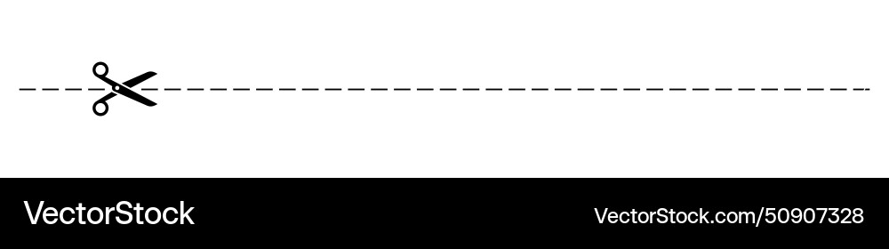 Scissors cutting through dashed line Royalty Free Vector