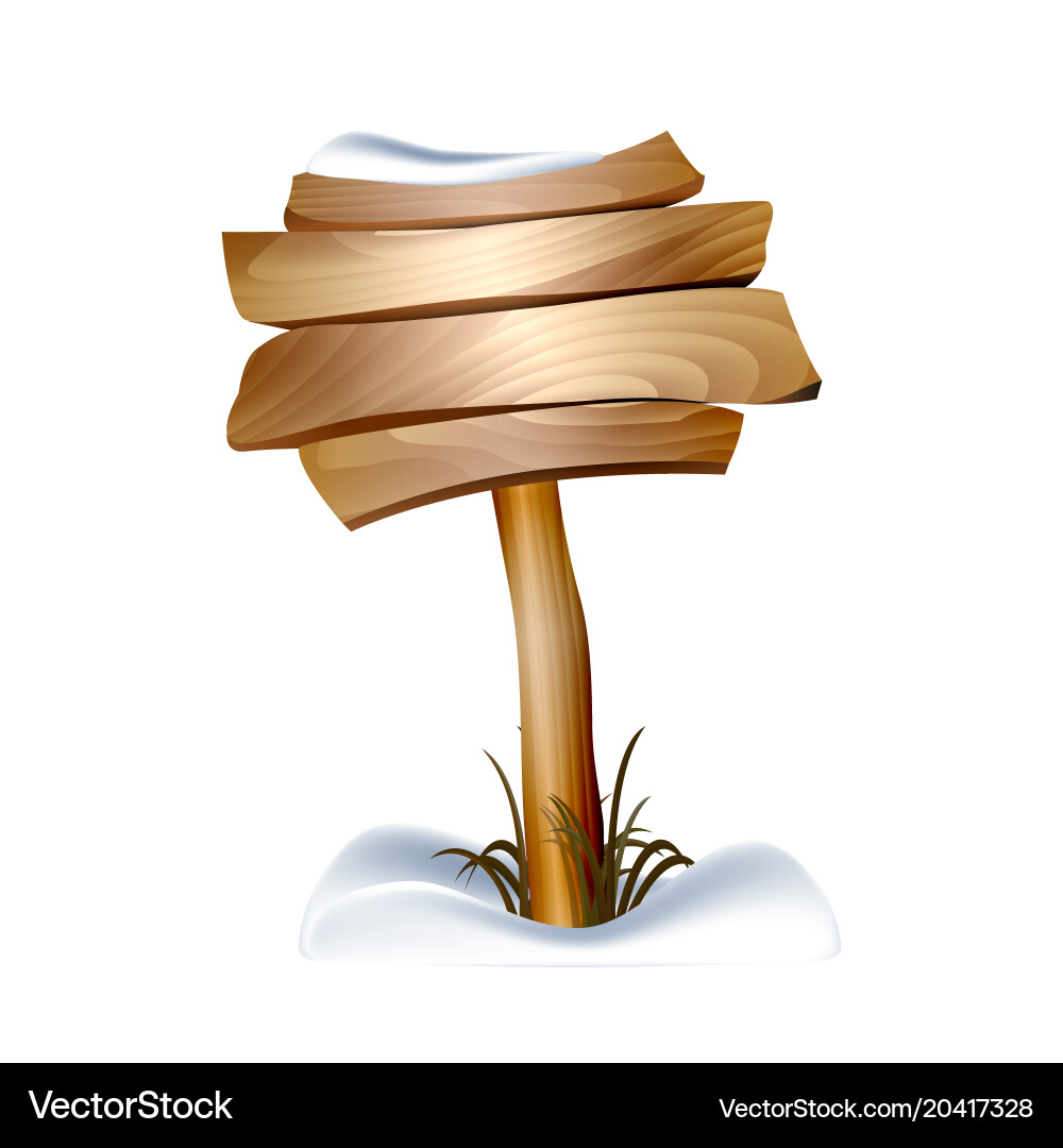 Wooden sign in snow Royalty Free Vector Image - VectorStock
