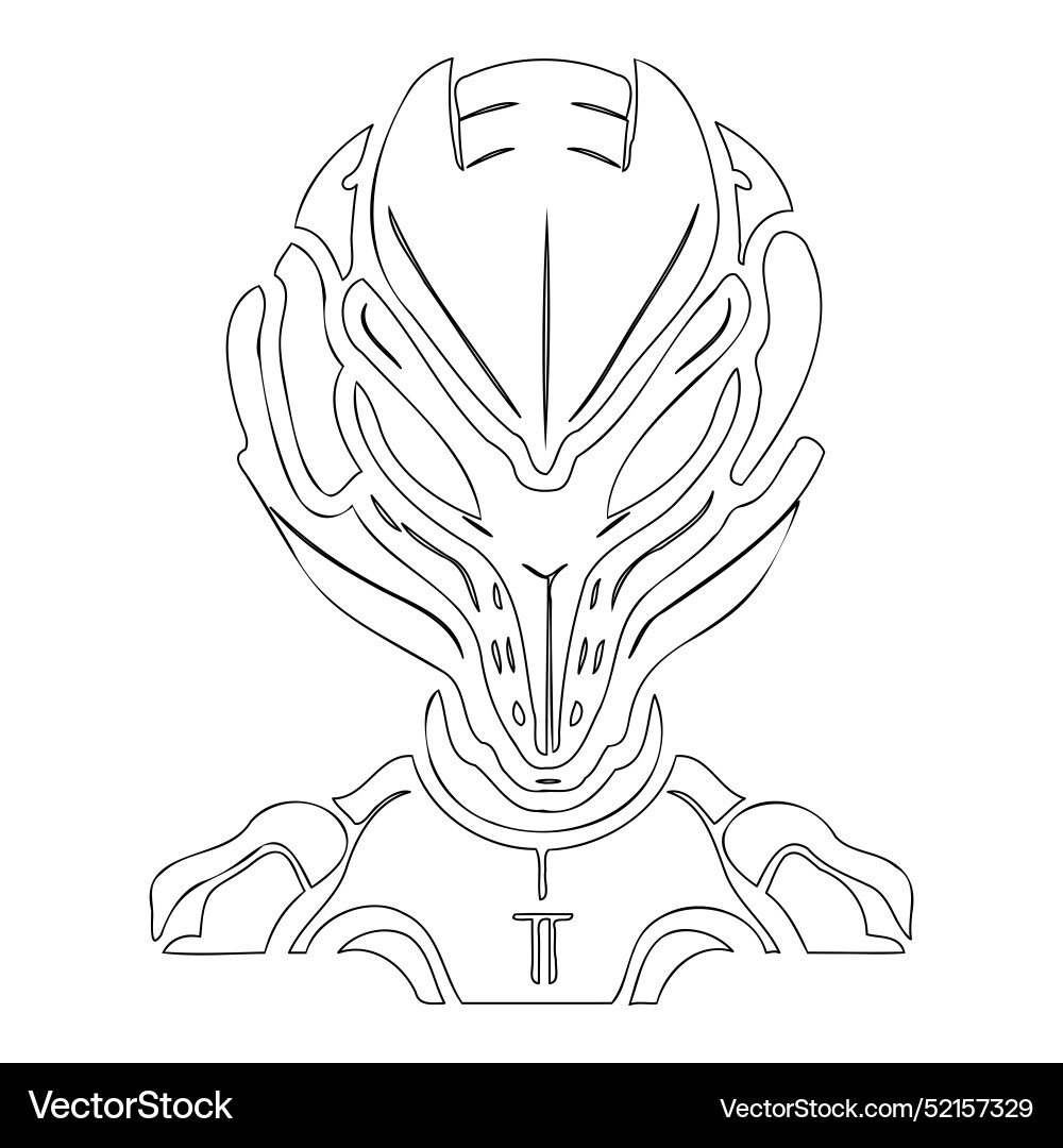 Alien outline sketch Royalty Free Vector Image