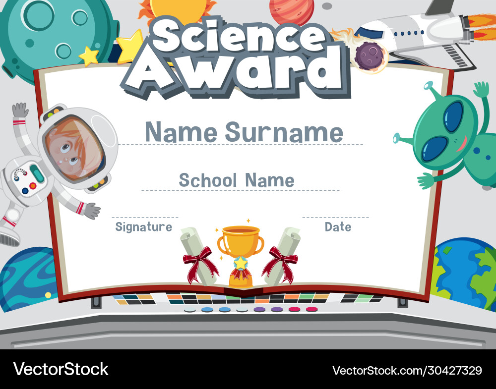 Certificate template design for science award Vector Image