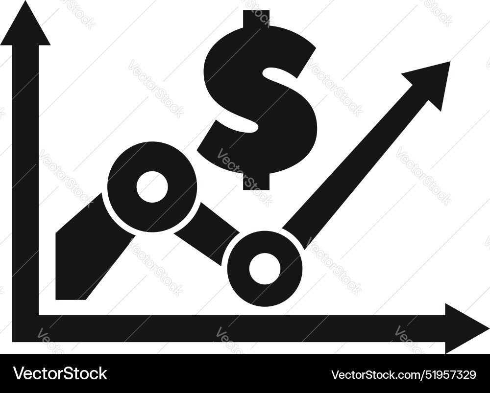 Dollar sign increasing on a business chart icon Vector Image
