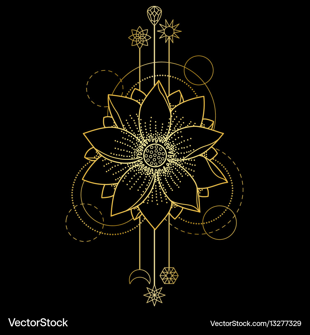 Gold Lotus Geometric Pattern Royalty Free Vector Image