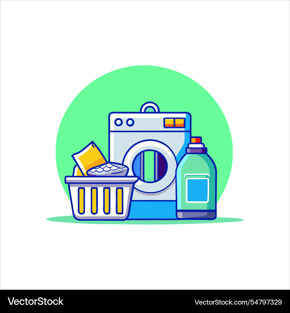 Laundry supplies cartoon with washing Royalty Free Vector