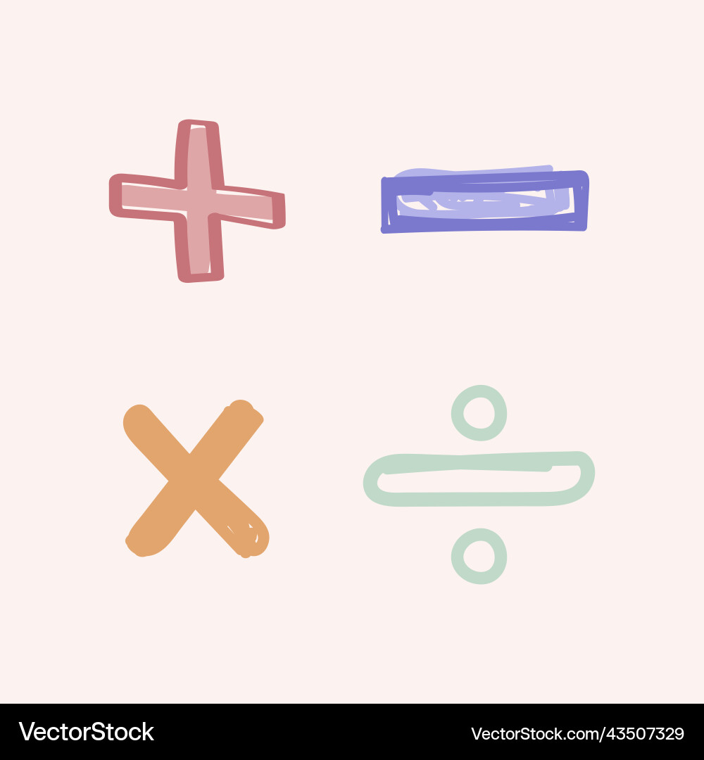 Math operator symbols doodle typography Royalty Free Vector