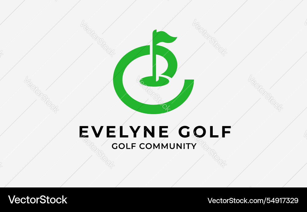Monogram logo design initial e and golf ball Vector Image