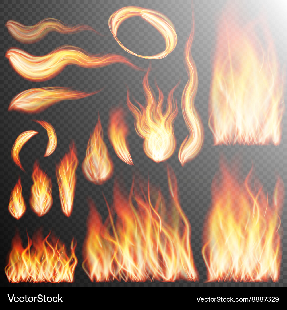 Realistic fire flames set eps 10 Royalty Free Vector Image