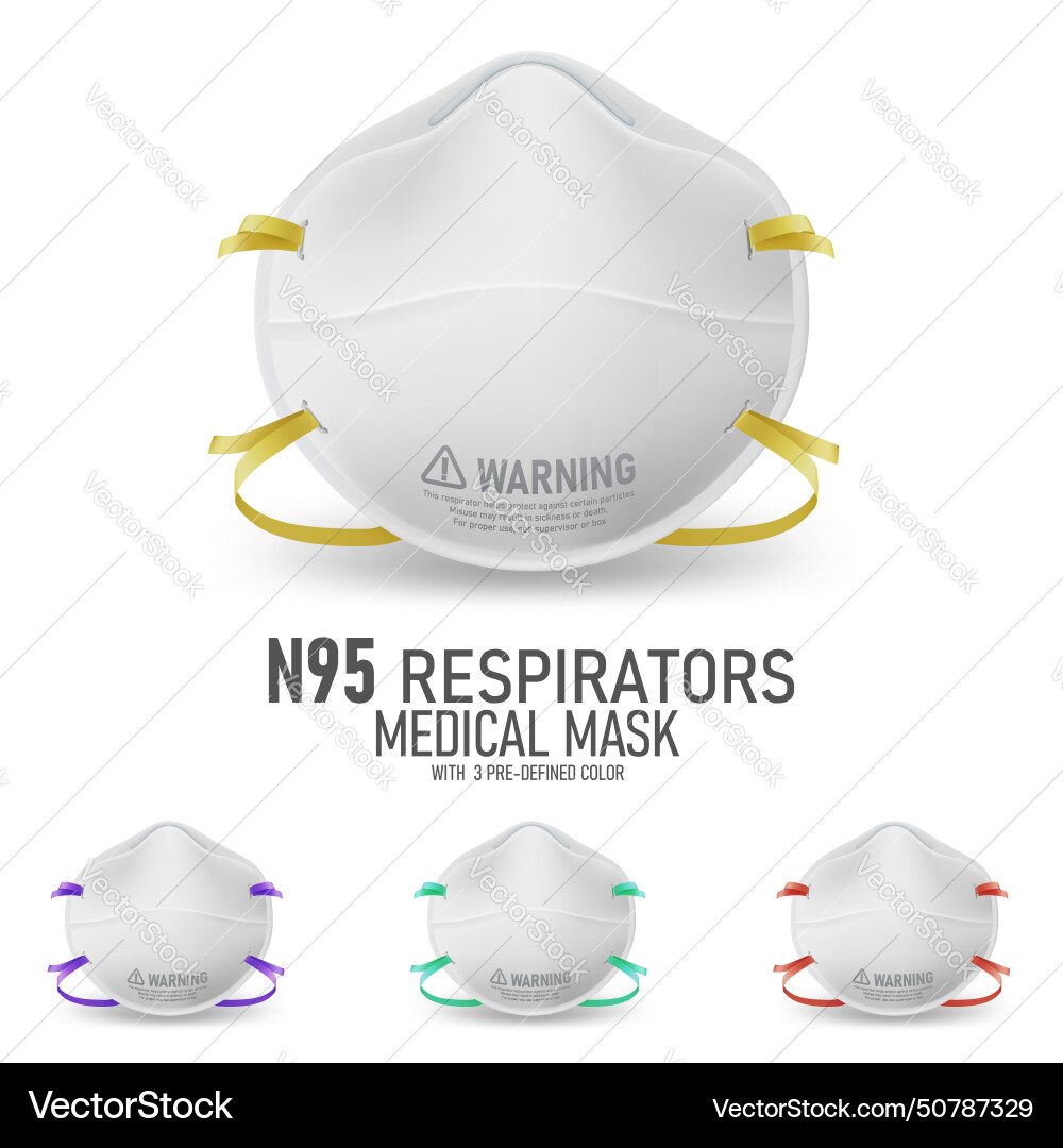 Realistic n95 respirator mask with 3 predefined Vector Image