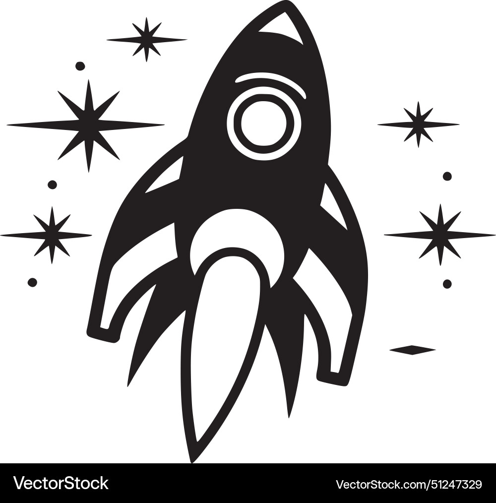 Rocket - black and white Royalty Free Vector Image