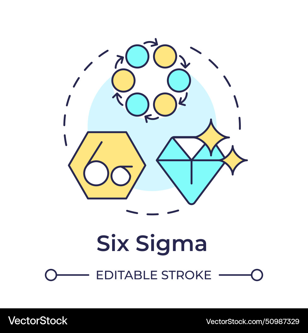 Six sigma methodology multi color concept icon Vector Image