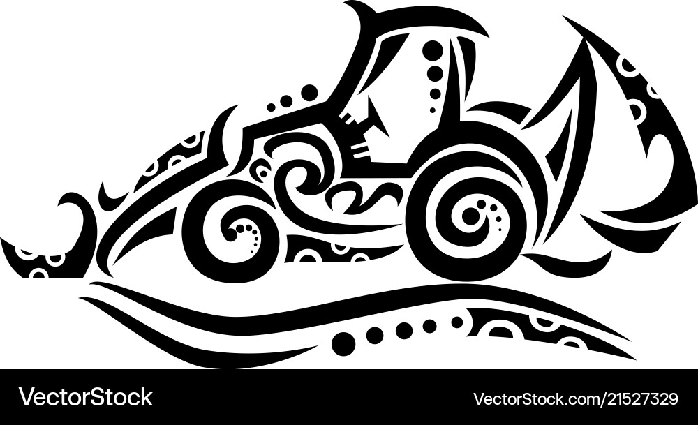 Tribal Backhoe Tattoo Royalty Free Vector Image