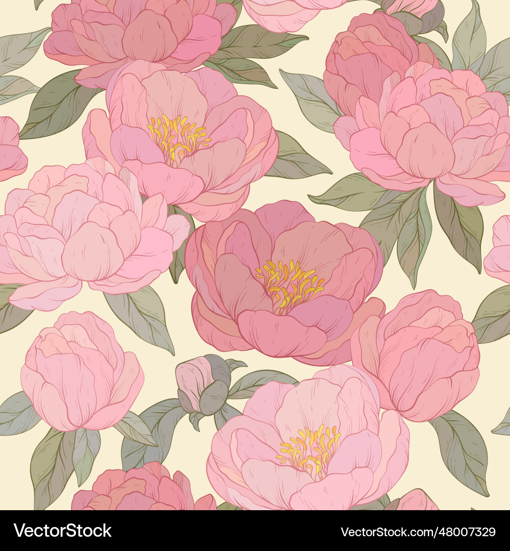 Vintage Peony Floral Pattern Royalty Free Vector Image