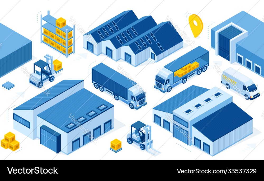 Warehouse Logistics Isometric Set Royalty Free Vector Image