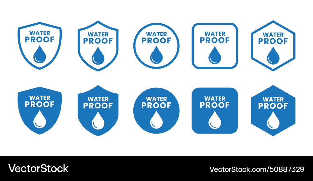 Waterproof and water resistant icons for package Vector Image