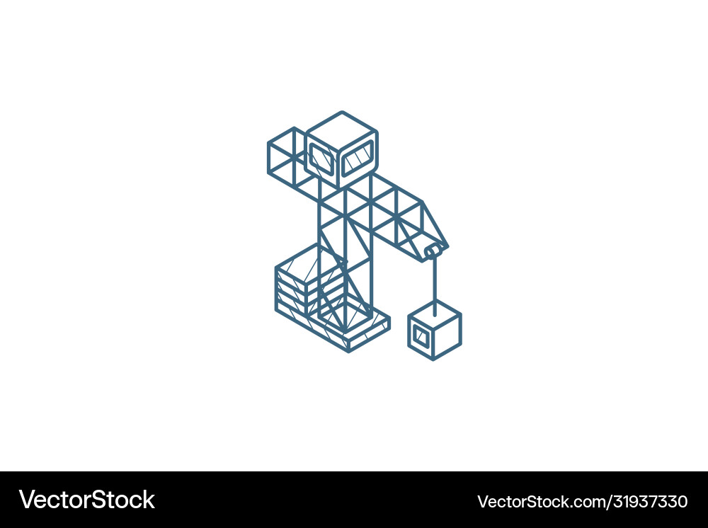 Building crane isometric icon 3d line art Vector Image