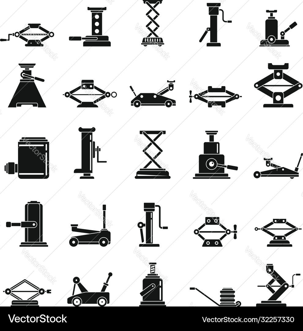 Car Jack Screw Icons - Industrial Set Royalty Free Vector