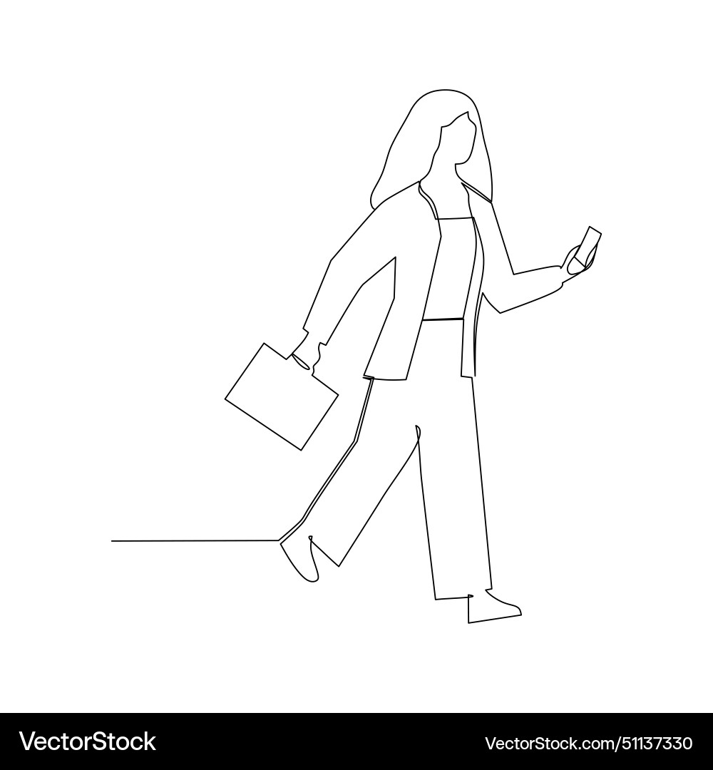 Continuous line drawing of a woman walking Vector Image
