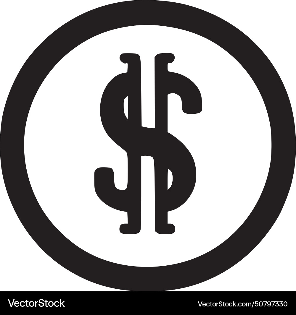 Dollar sign - minimalist and simple silhouette Vector Image
