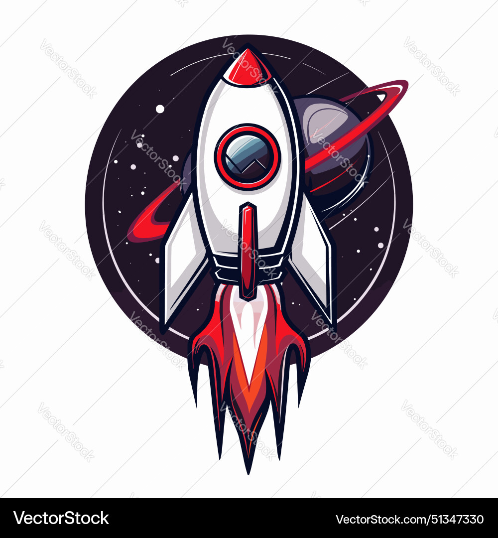 Esport logo rocket in space icon sticker logotype Vector Image