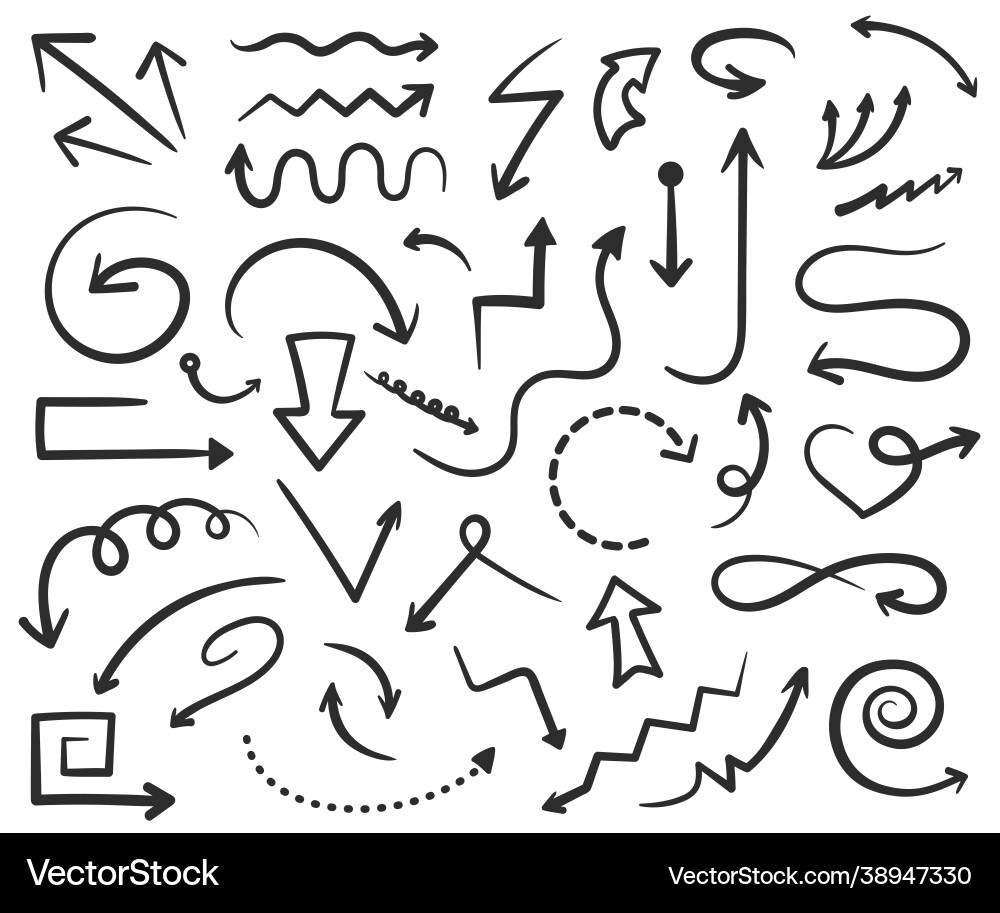 Hand Drawn Arrow Doodles - Directional Signs Vector Image