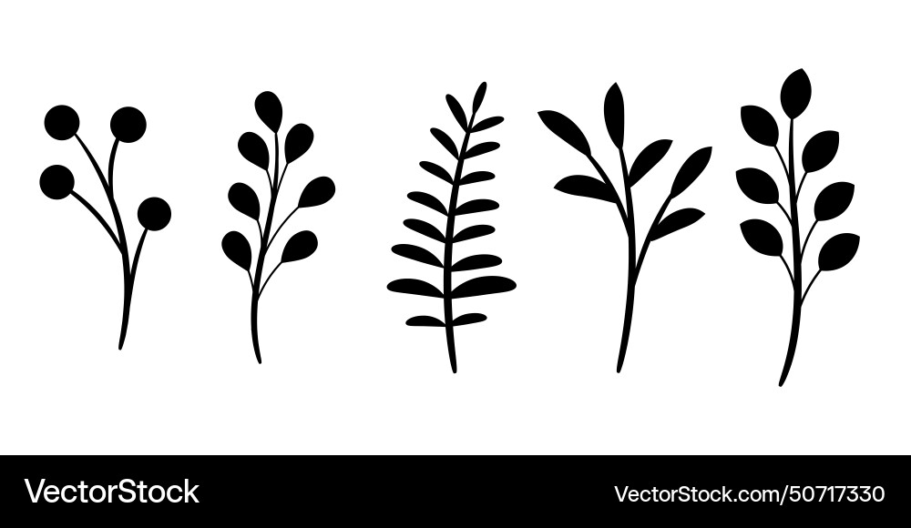 Leaf silhouette set simple leaves flat clip art Vector Image