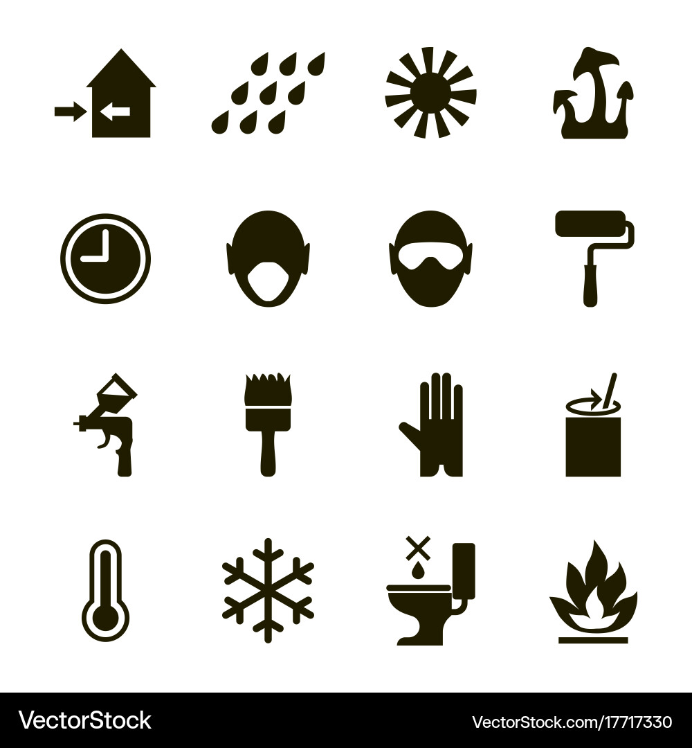 Paint icons set usage safety information Vector Image