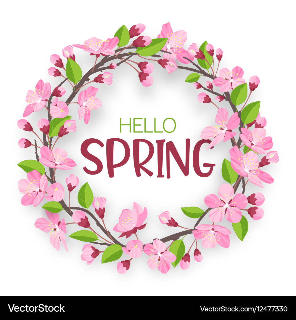 Sakura Wreath - Pink Floral Frame Royalty Free Vector Image