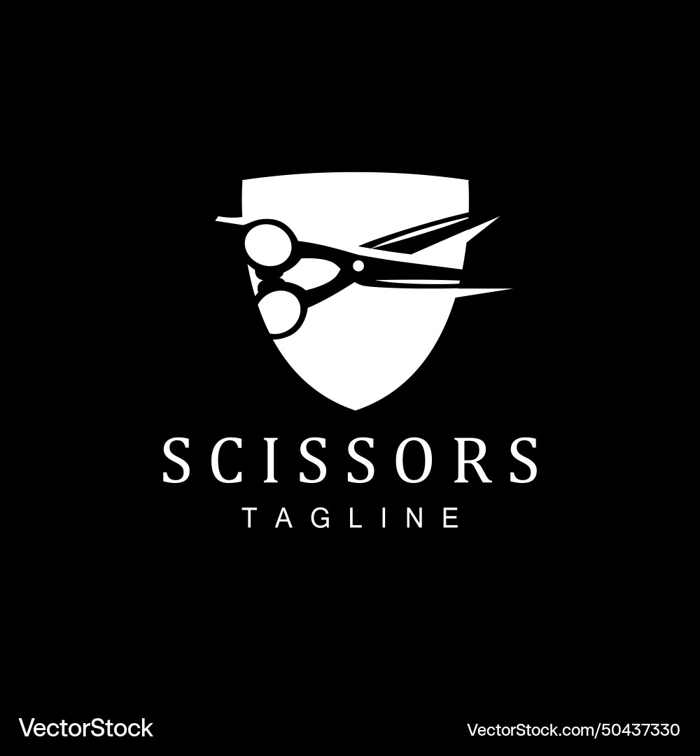 Scissors logo shaver simple barber shop design Vector Image