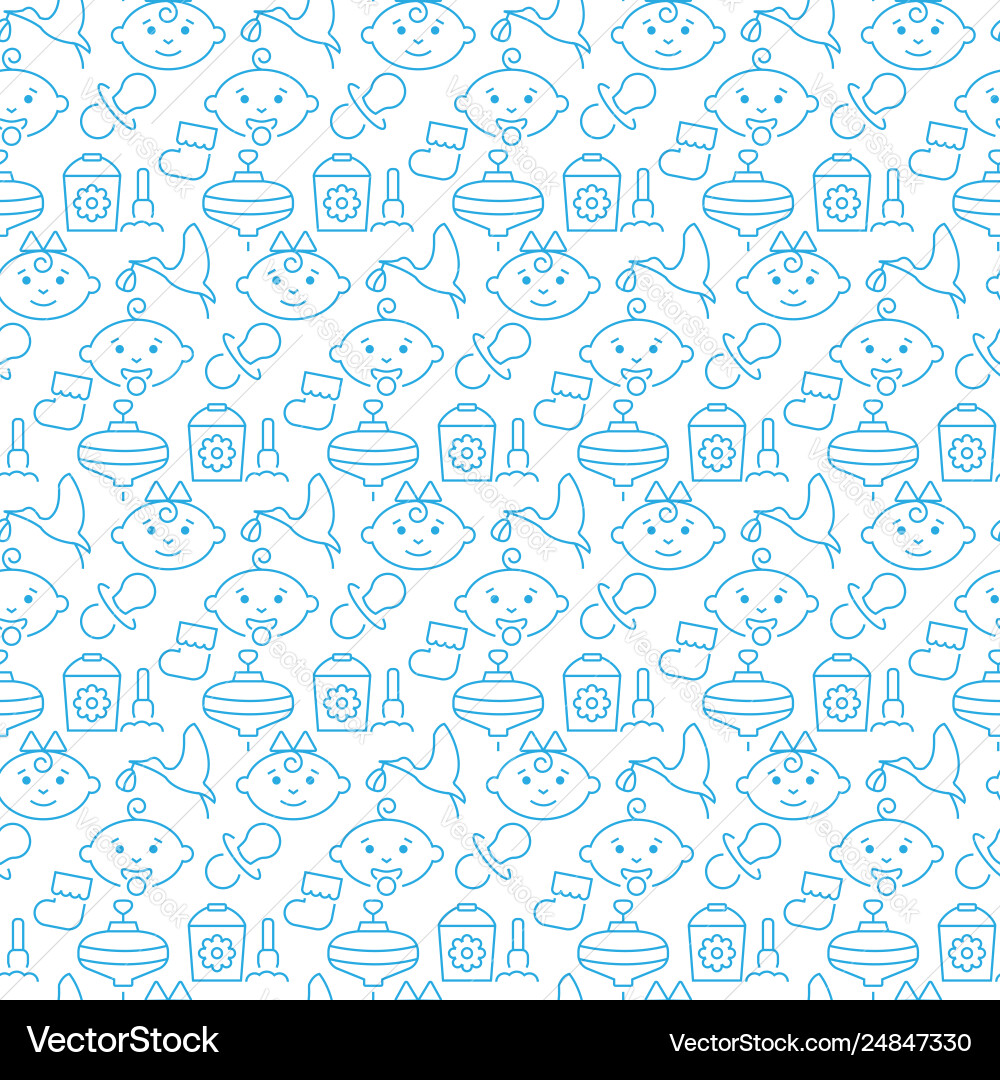Seamless pattern with icons baby items Royalty Free Vector