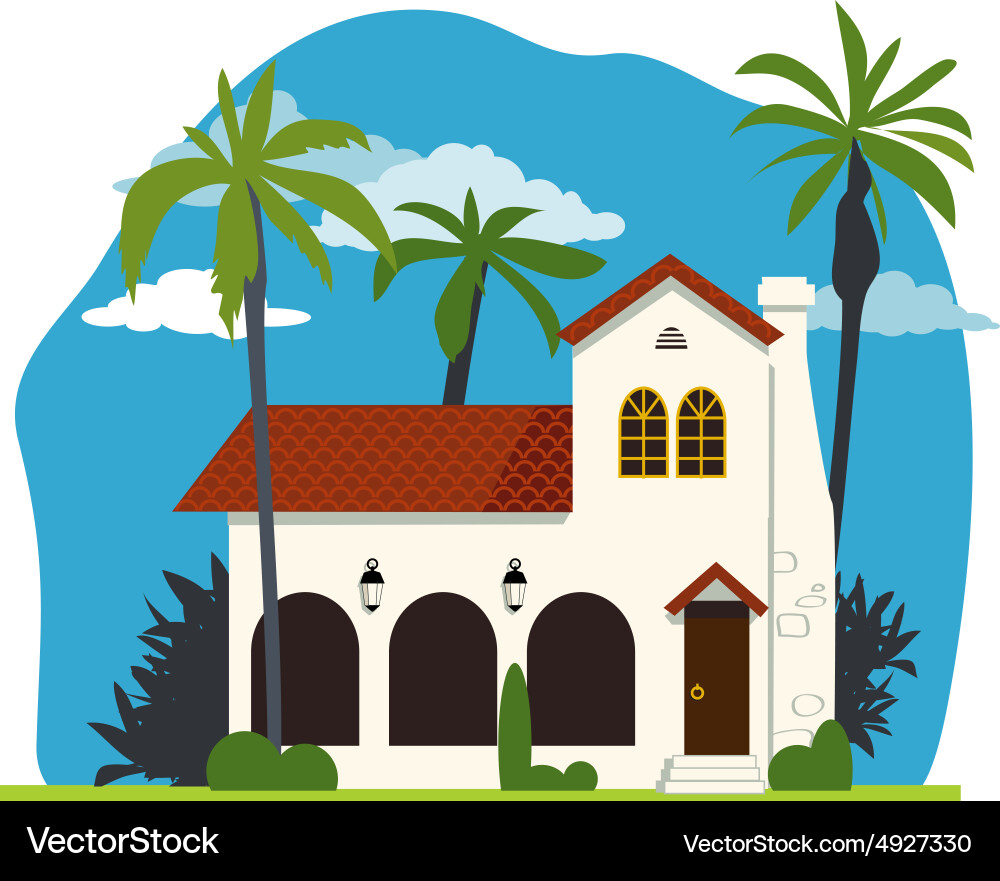 Spanish colonial house Royalty Free Vector Image