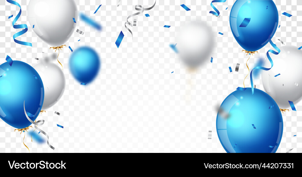 Birthday celebrations banner with blue balloons Vector Image
