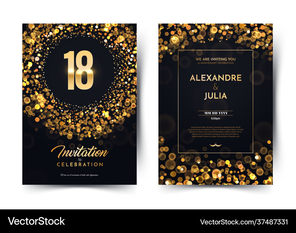 Black & Gold 18th Birthday Celebration Vector Image